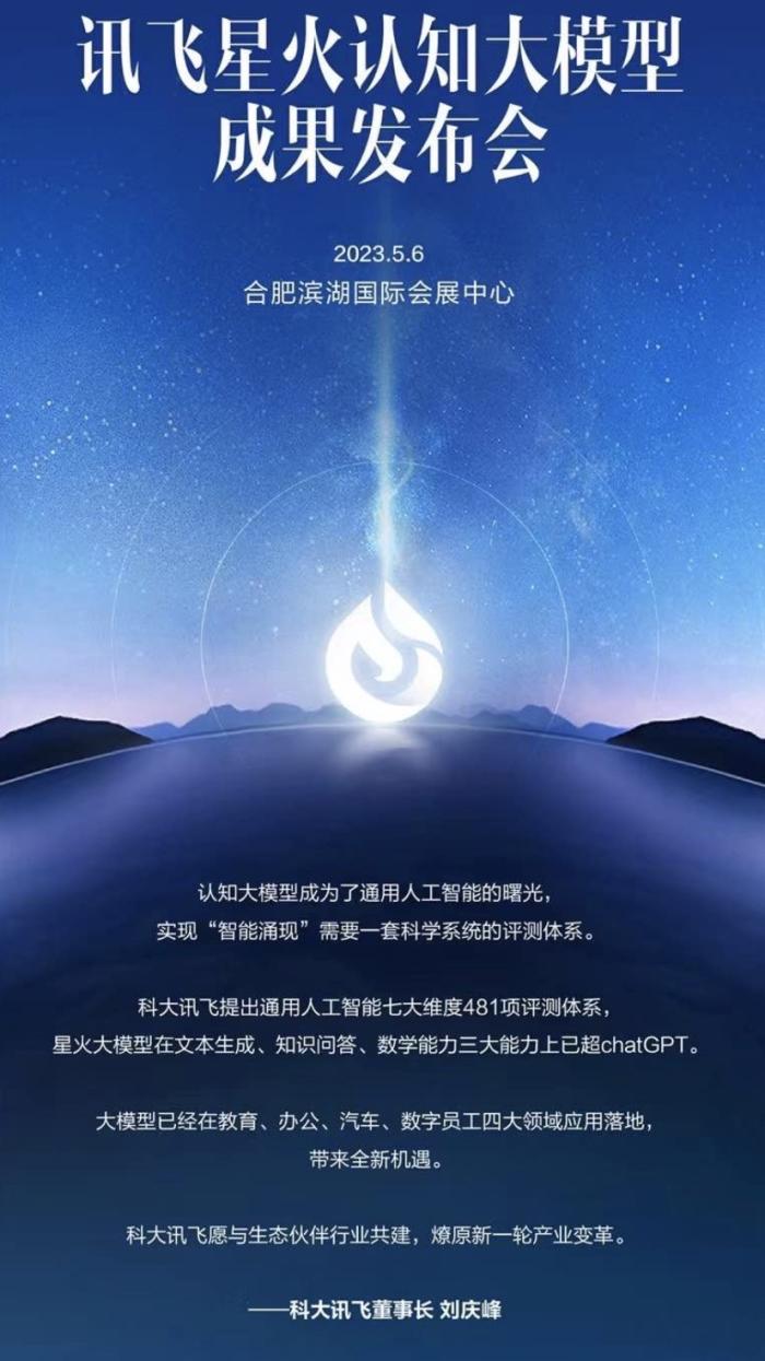 讯飞星火认知大模型很多方面已经达到世界领 先水平，聚焦整场发布会！科技国脉电子政务网
